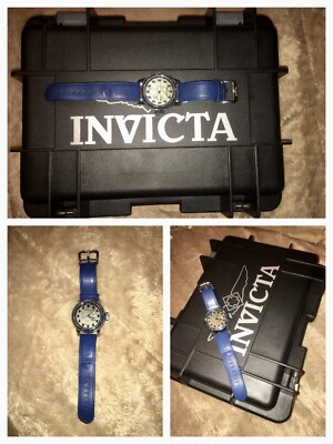 Invicta Mens Vintage 35140 Silver Dial Blue Band Roman Numerals 45MM ...