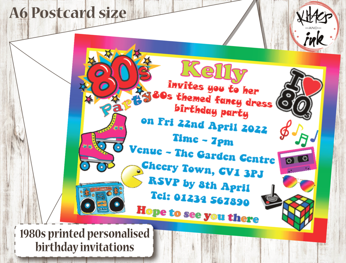 1980 S Inspired Party Invitations