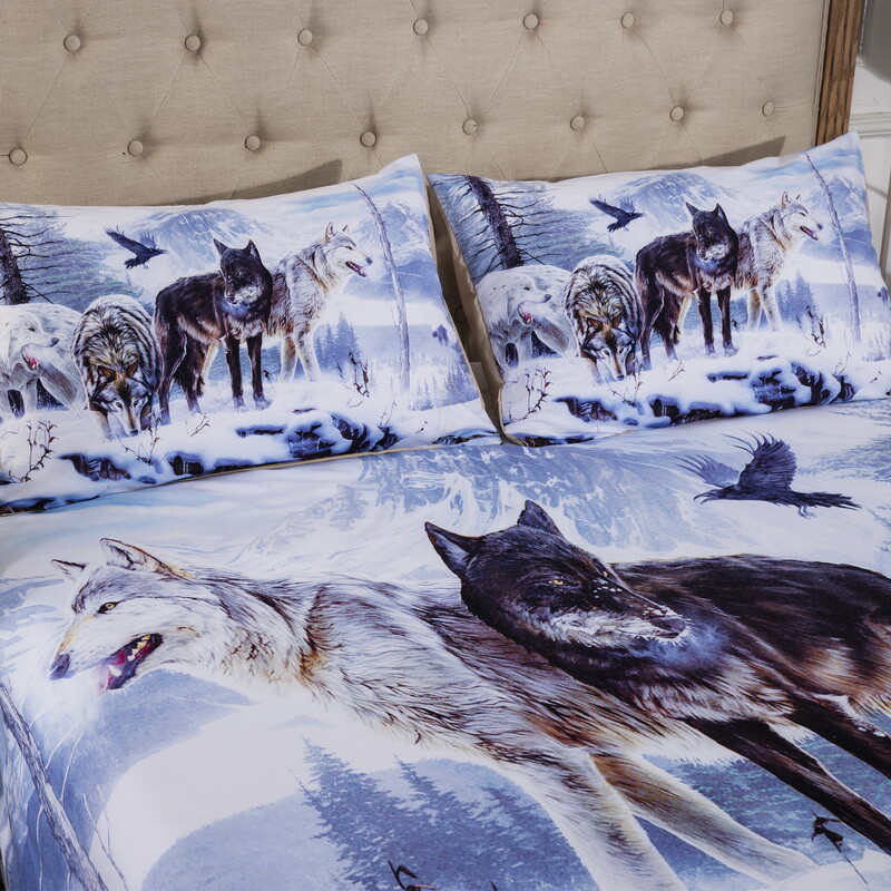 Snow Wolf Quilt Duvet Doona Cover Set Single/Queen/King Size Bed ...