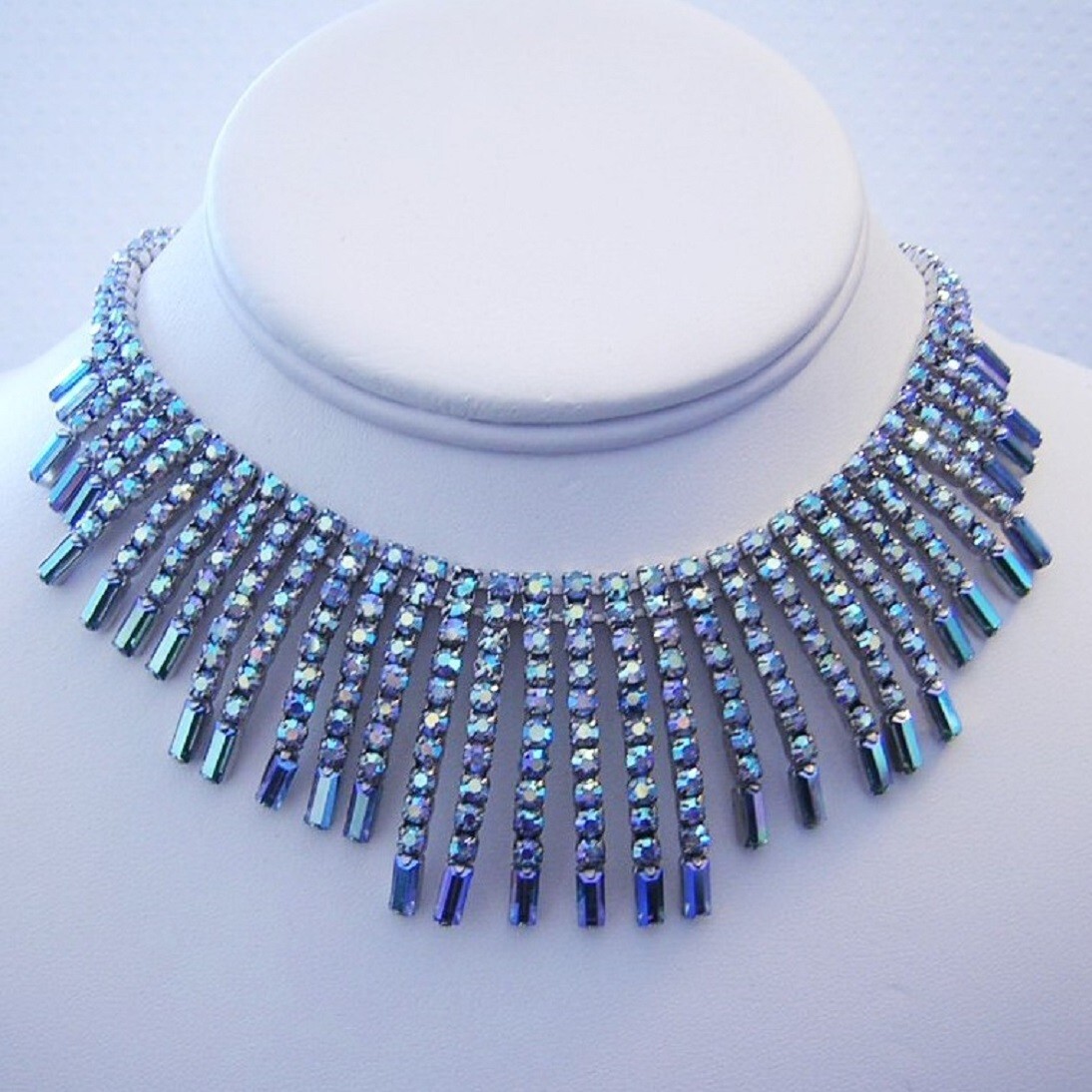 1960's SIZZLING Brilliant Blue AB Rhinestones DANGLIN… - Gem