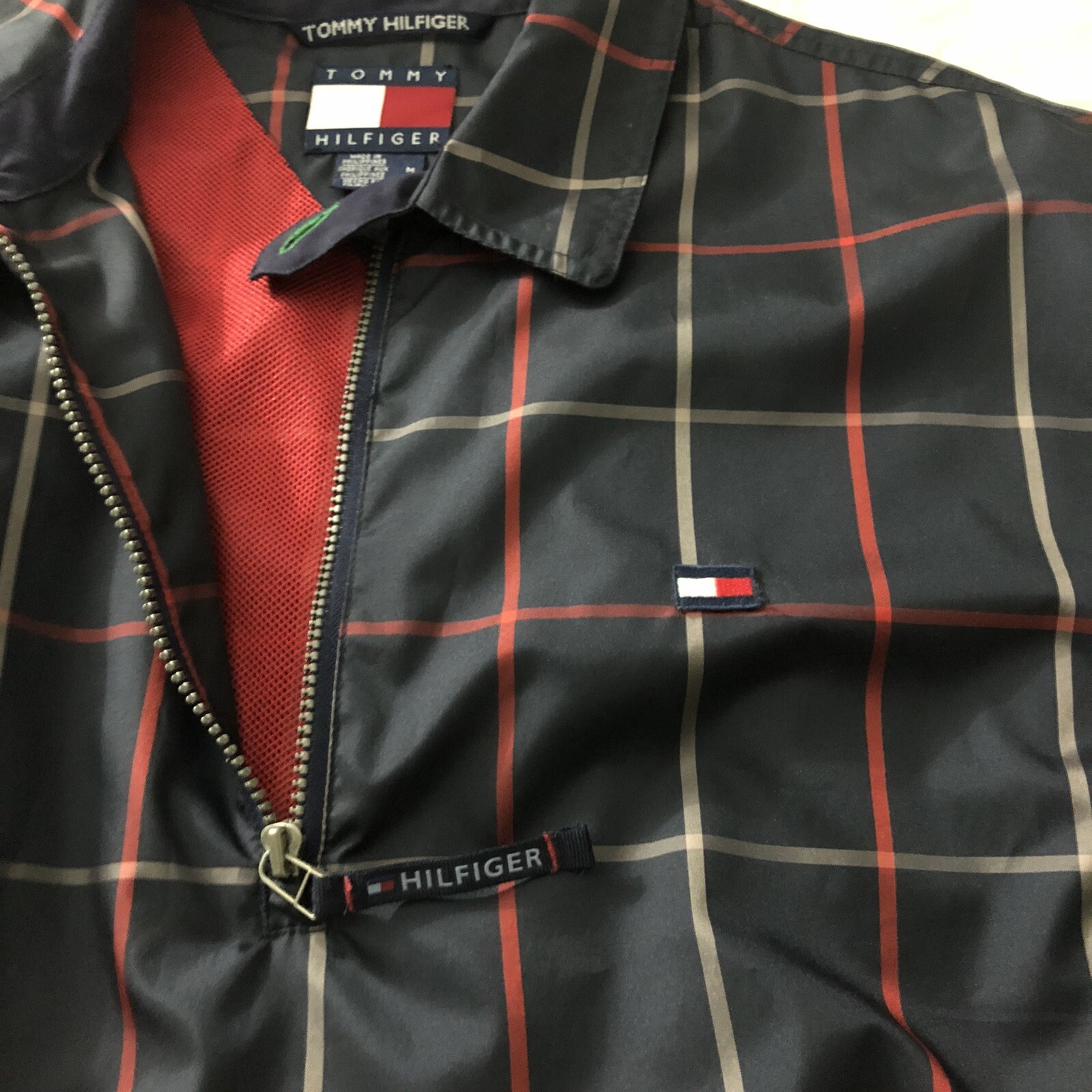 Tommy Hilifiger Checkered Plaid Jacket Sz M Rare Outer Shell Jacket ...