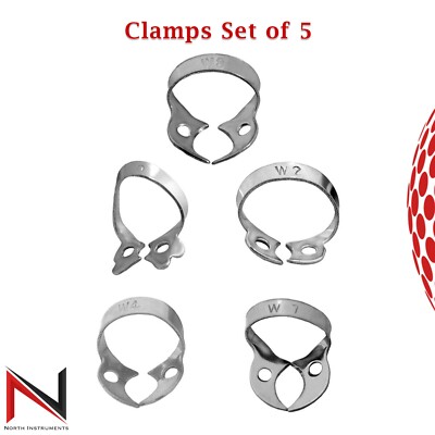 Dental Retractor 5Pcs Clamps Rubber Dam Clamps 0, W2, W4, W7, W8 ...