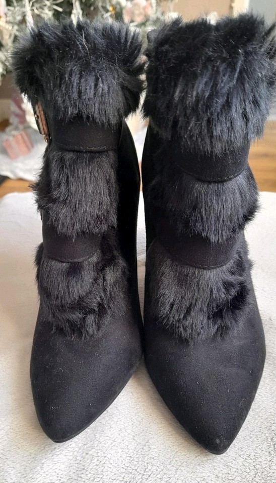 New Look Black Wedge Ankle Boot Kelly Brook Size Small 4 | eBay UK