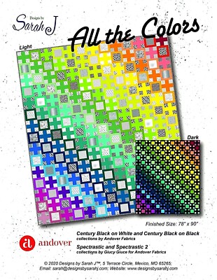 New Pieced Quilt Pattern ALL THE COLORS by Designs by Sarah J 78" x 90 ...