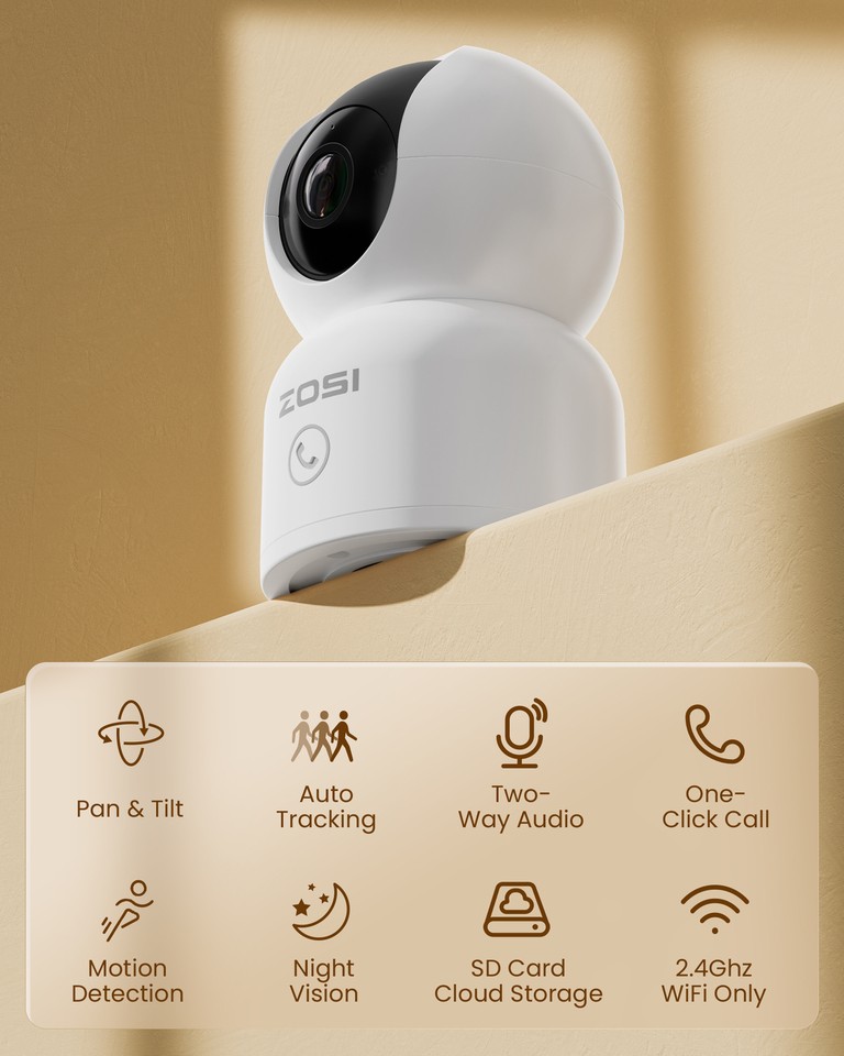 ZOSI 2MP CCTV PTZ WiFi Camera Home Security 2 Way Talk 2.4GHz Auto ...