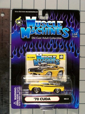 Muscle Machines 2000 '70 Cuda, yellow w/ Hemi tampos | eBay
