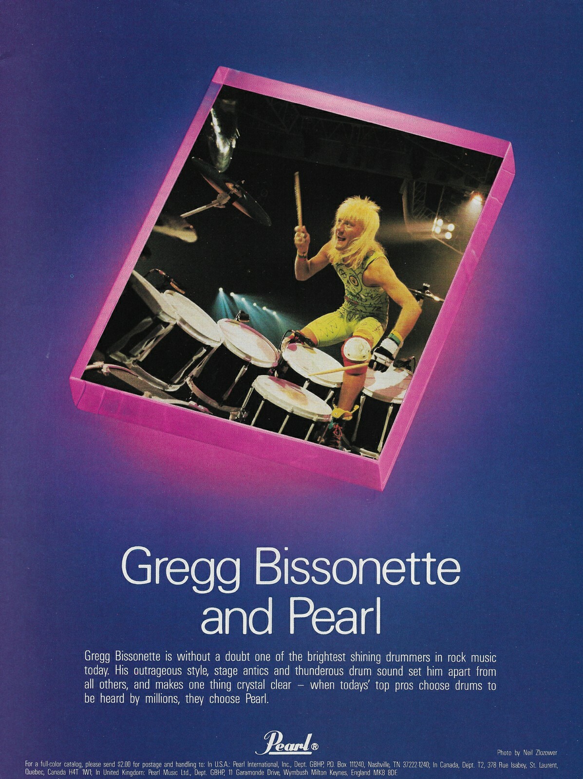 Gregg Bissonette Pearl Drums David Lee Roth Band 1988 Promo Ad 8x11 ...