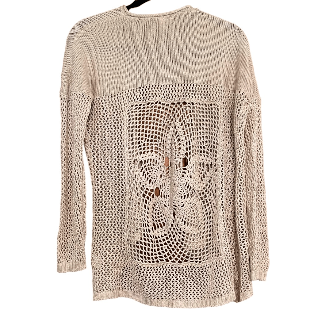 ALYA Flower Crocheted Beige Cardigan Size Small | eBay