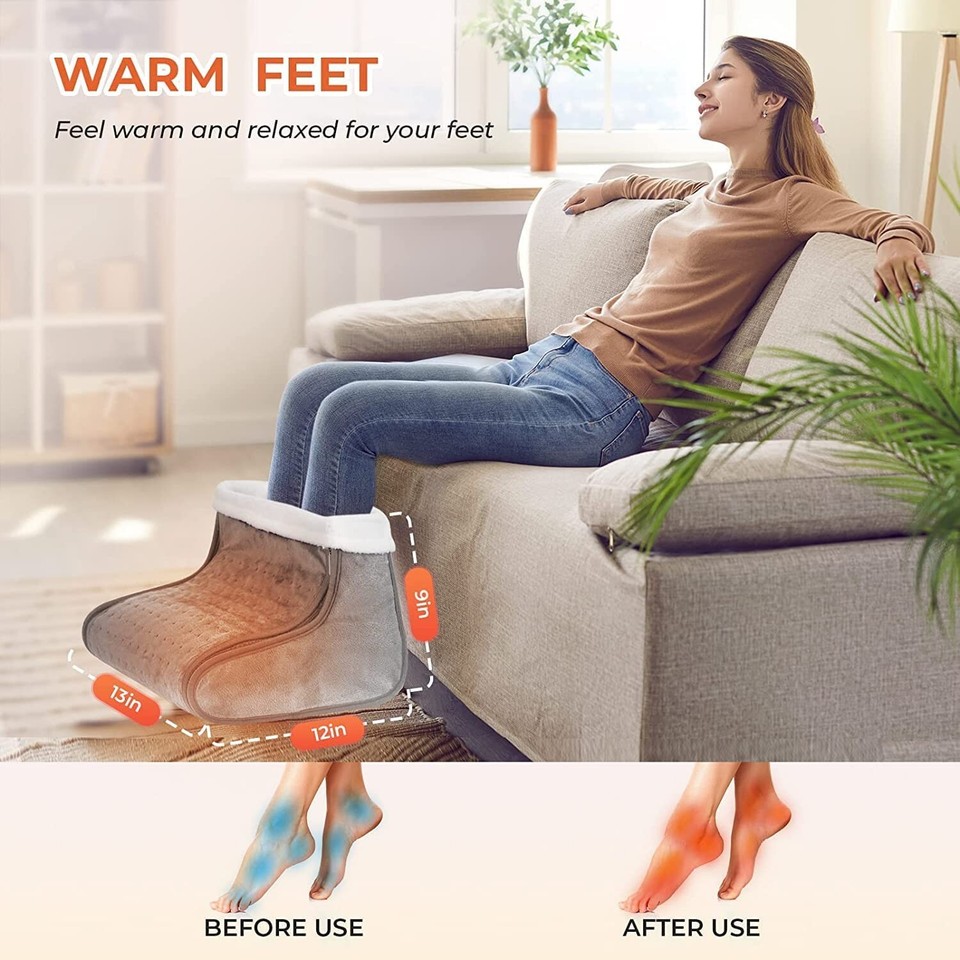 Electric Foot Warmer Heated Feet Slipper Therapeutic Pain Relief ...