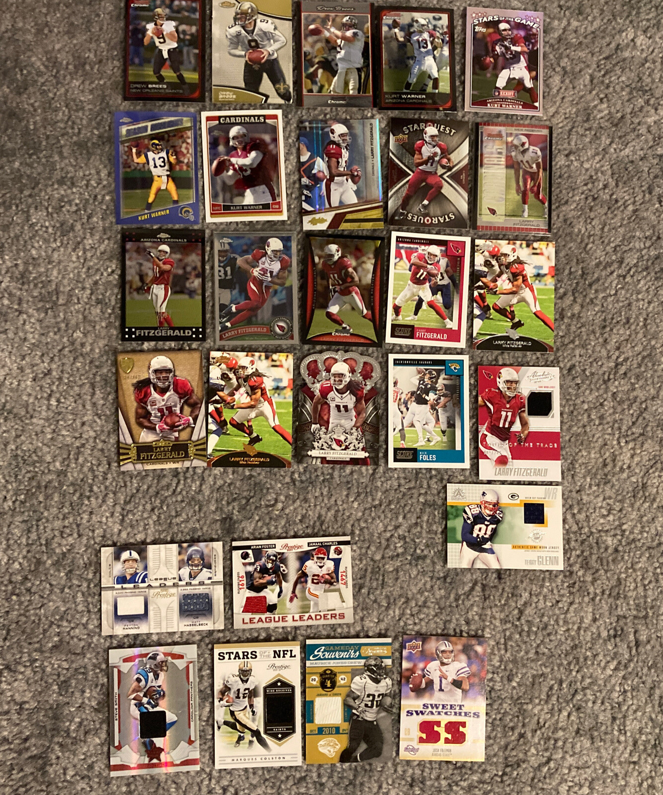 Lot of 27 Football Cards - Chrome Inserts Jersey Base - Condition ...