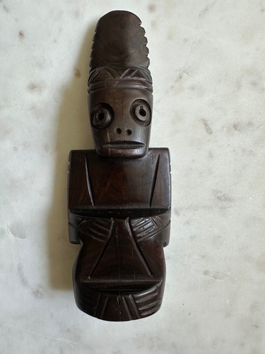 Vintage Hand Carved Wooden Mahogany Sculpture Shaman/IDOL/TIKI 7” tall ...