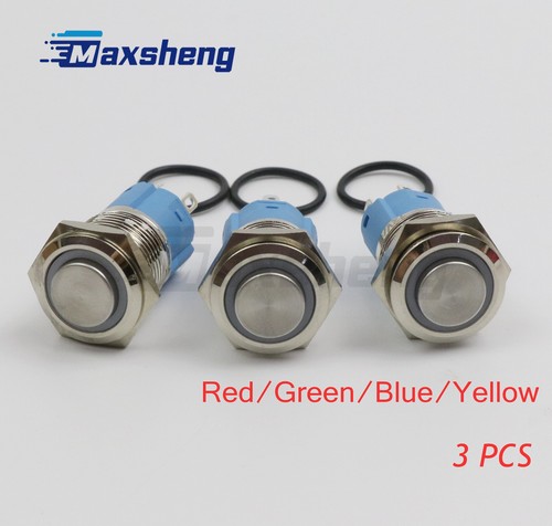 16mm 12V Steel Round ON/OFF Push Button Switch 5A AngelEye Led 3PCS | eBay