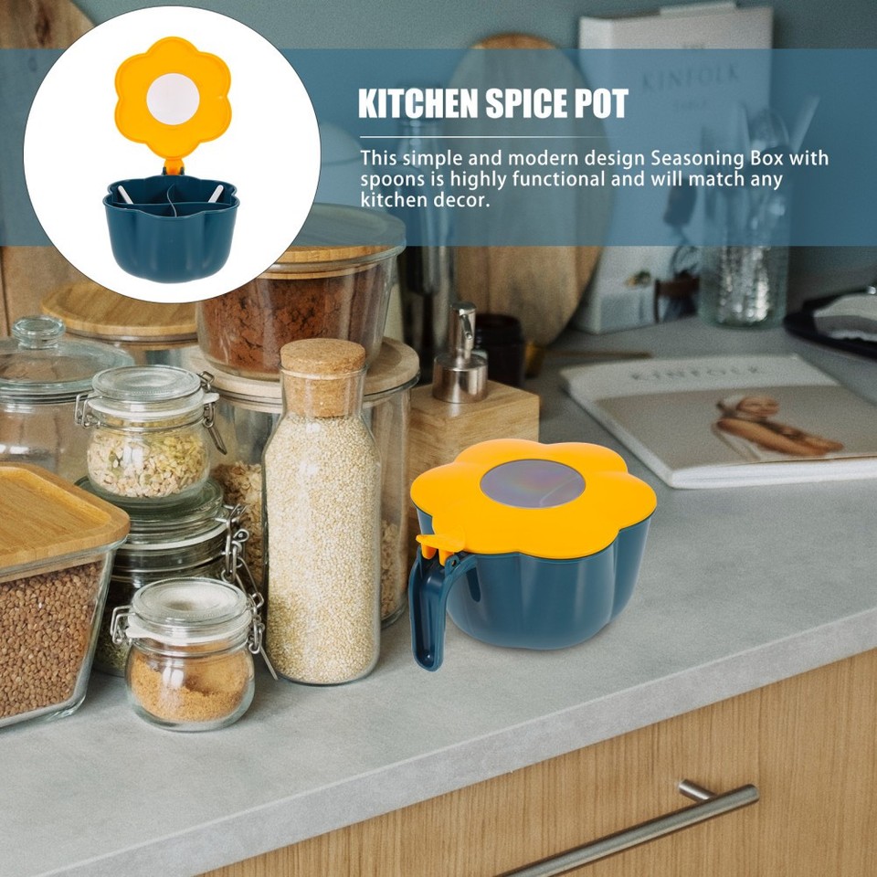 2 Sets of Kitchen Spice Box Household Salt Jar Divided Seasoning Box ...