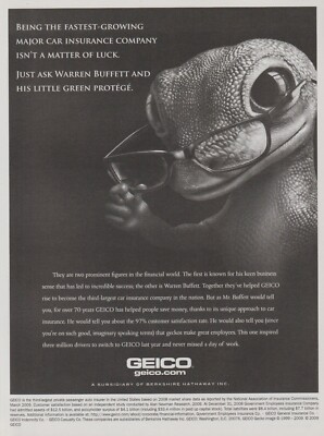 2010 Geico Insurance - Glasses Gecko - "Ask Warren Buffett" - Print Ad ...