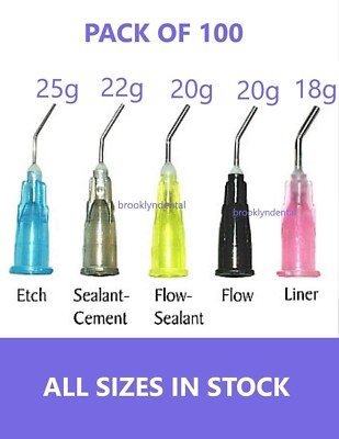 100P Dental Prebent tip Pre Bent Needle Tips for Etch - Sealant needle ...