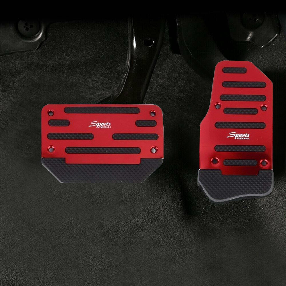 2PCS Red Non-Slip Automatic Pedal Brake Foot Treadle Cover Auto Car ...