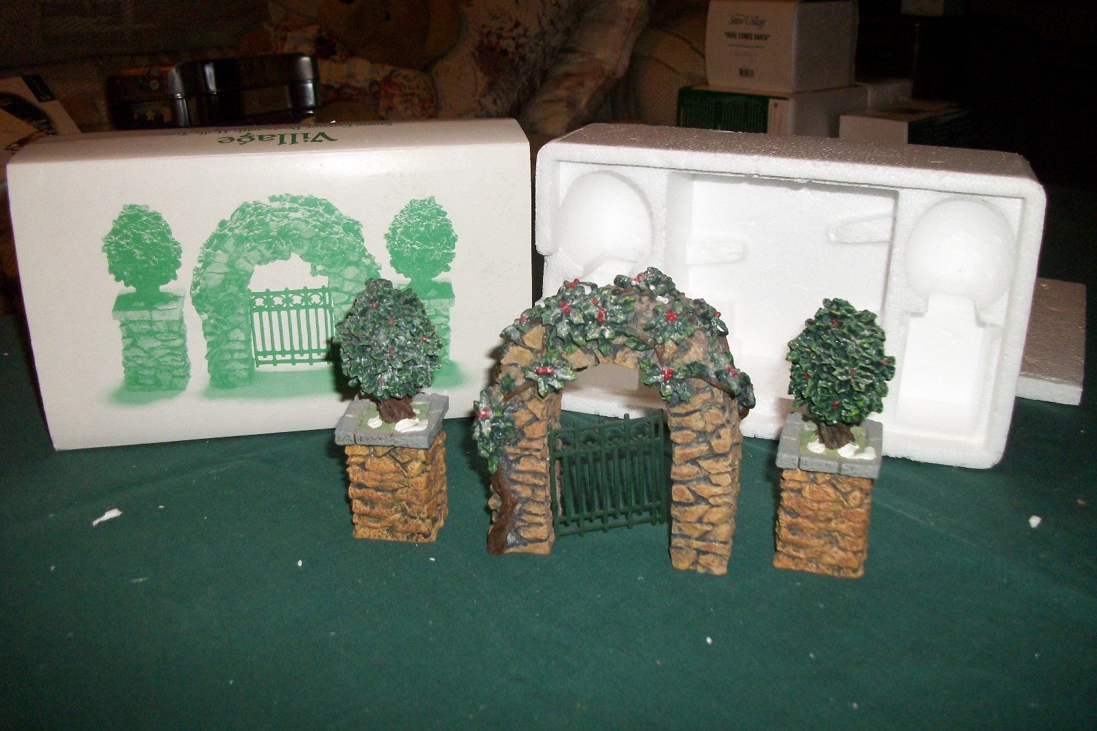Department 56 Stone Corner Posts with Holly Tree and Stone Archway | eBay