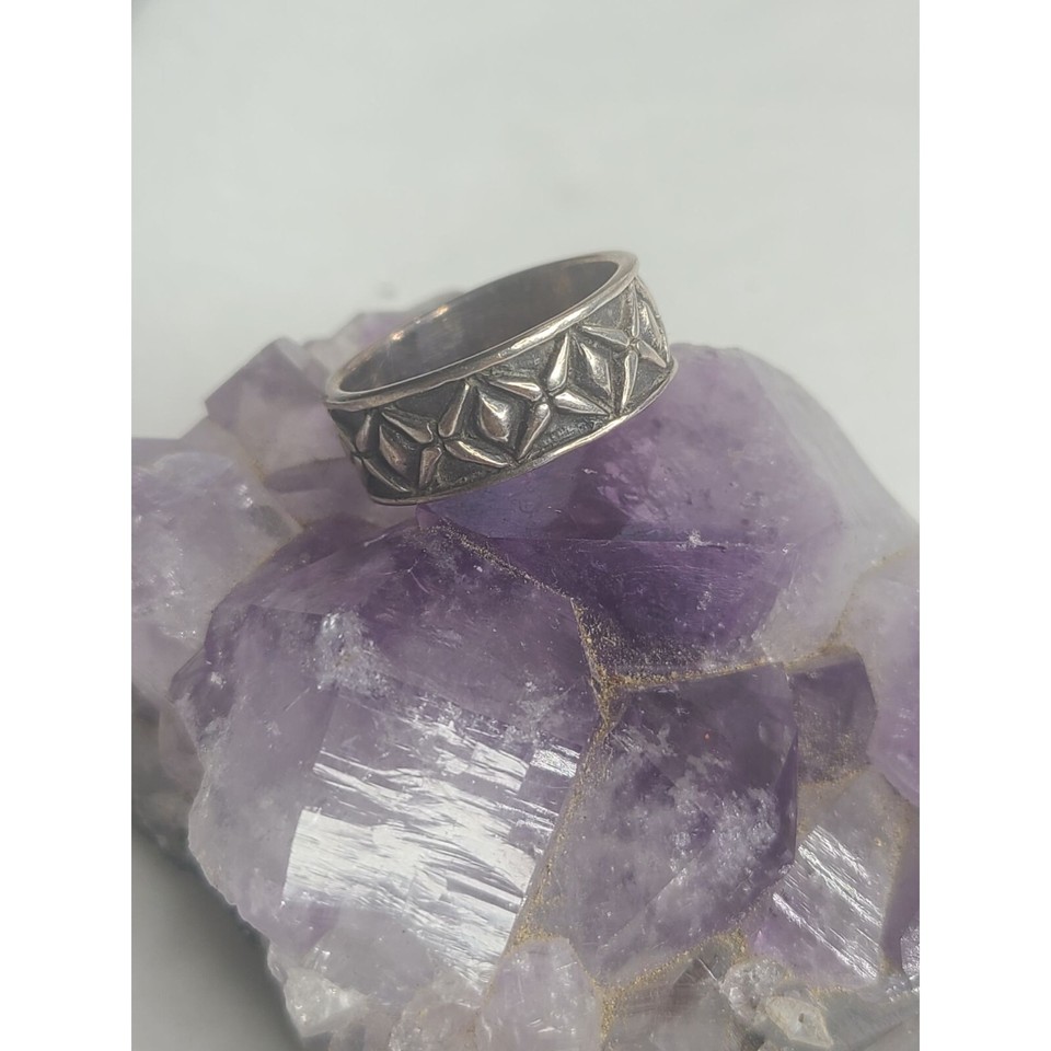 New Sterling Silver 925 Geometric Pattern Band Ring Size 7 4.5 g | eBay