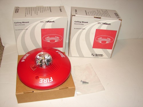(2) SYSTEM SENSOR SpectrAlert Advance PC24177 Ceiling Mount HORN STROBE ...