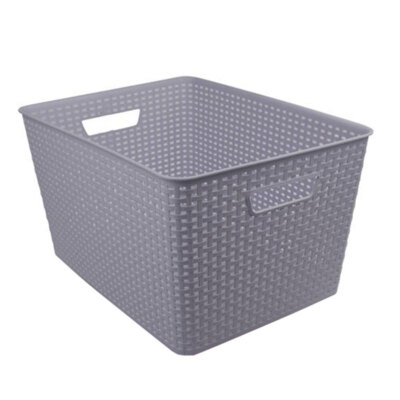 Boxsweden Basket Woven Pattern 34cm w/ Handles Storage Holder Organiser ...