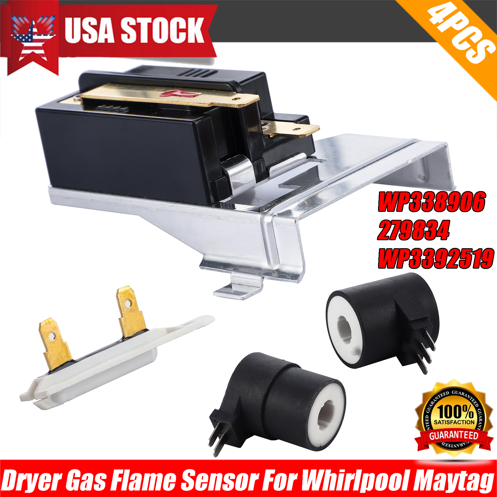 Gas Dryer Heat Sensor Dryer Valve Coil 279834 WP338906 Kit For ...