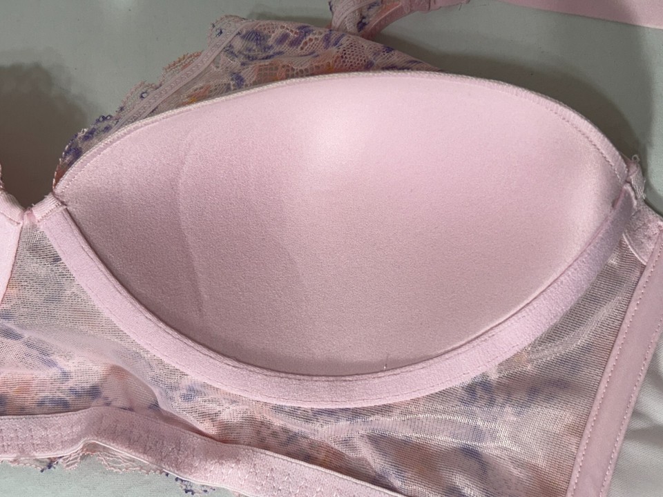 Maidenform Wireless Bra 38B Halter Convertible Longline Pink Floral ...