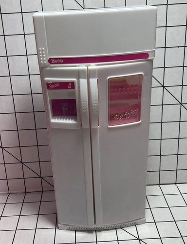 VINTAGE 1994 Barbie Fridge Mattell Pink & White Food Items Included | eBay