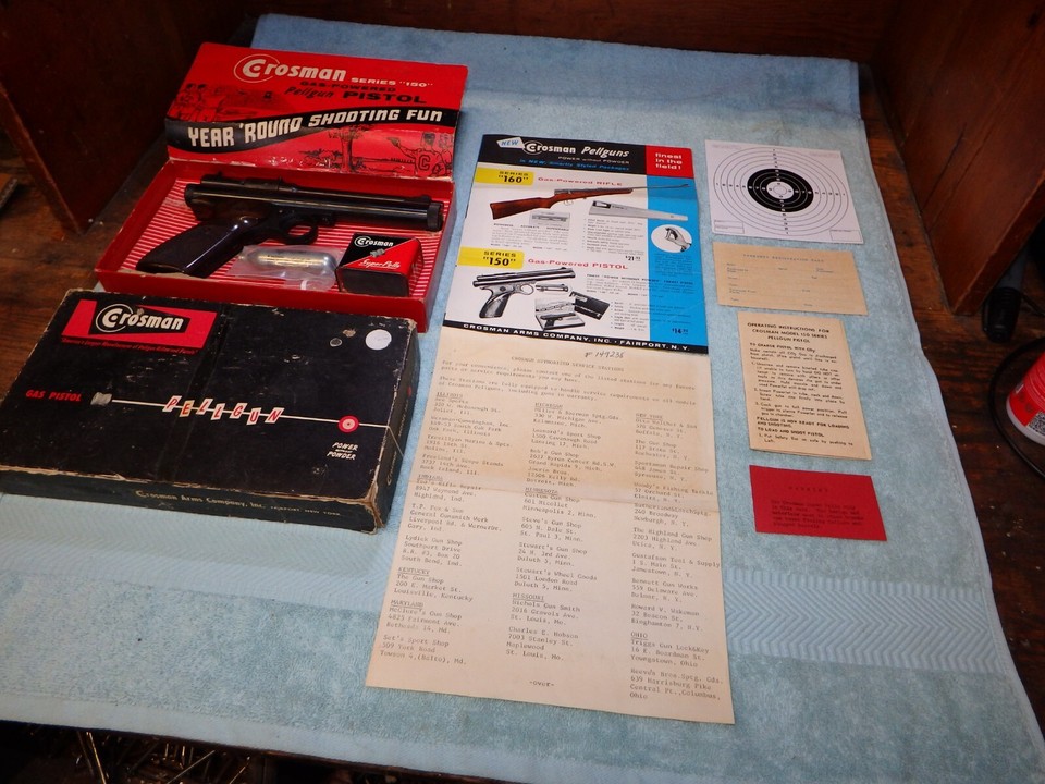 Crosman Model 150 Vintage Pellet Gun Original Box and manuals | eBay