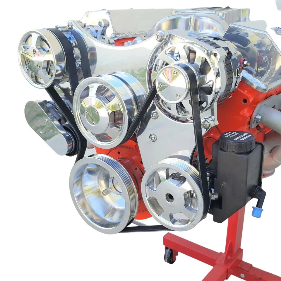 Small Block Chevy Polished Serpentine Kit Front Drive System SBC 305 ...