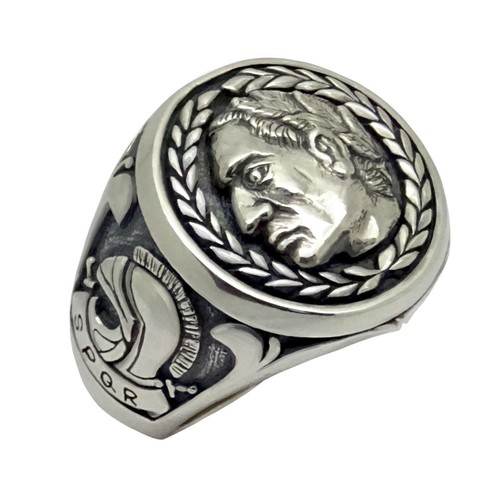 Roman Emperor Gaius Julius Caesar Sterling Silver Men's Ring SPQR Army ...