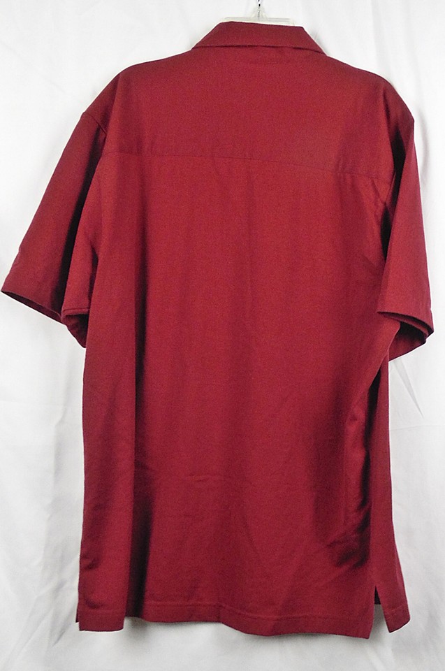 The Havanera Shirt Co. Dark Red Maroon Button-Up Embroidered S/S Shirt ...