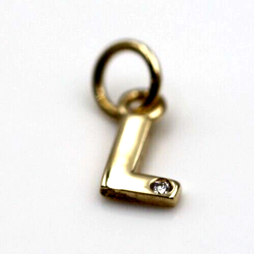 Genuine 9ct 9kt Genuine Very Small Yellow Gold Diamond Initial Pendant ...
