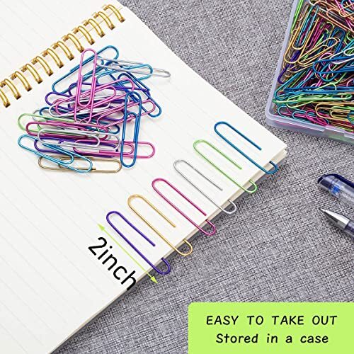 150pcs 2 Inch Jumbo Assorted Colored Paper Clips for Paperwork Office ...