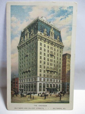 1916 ADV POSTCARD " THE EMERSON " BALTIMORE & CALVERT BALTIMORE ...
