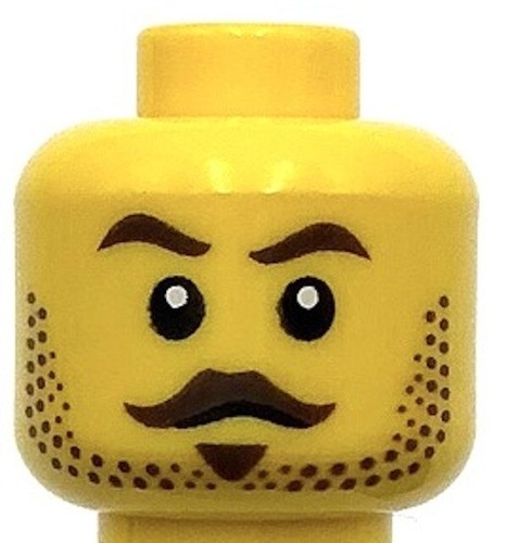 Lego New Yellow Minifigure Head Dual Sided Male Dark Brown Eyebrows ...