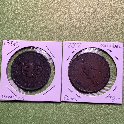 Lot Of (11) Canada Copper Coins Penny Half Penny 1800s Quebec PEI Bank ...