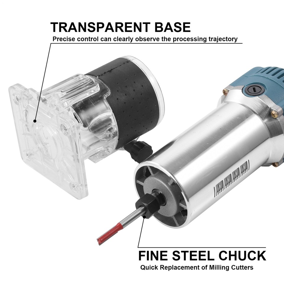 Compact Router Tools for Woodworking, Fixed Base Wood Router with Trim ...