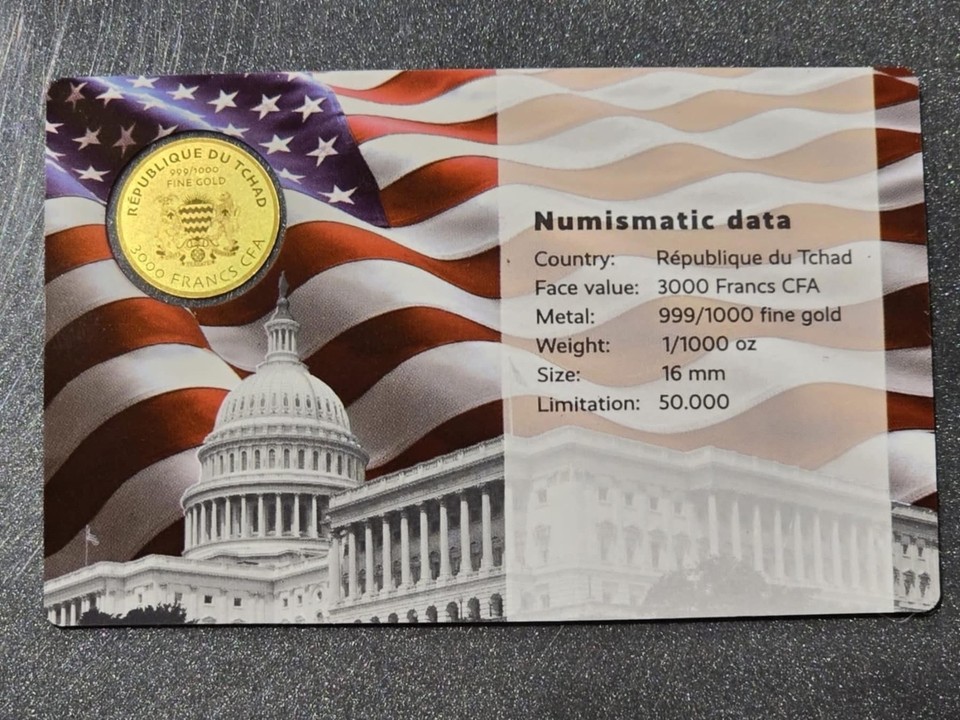 DONALD TRUMP 1/1000 Oz Gold Coin 3000 Francs Chad Coin | eBay