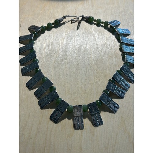 gogo Jewelry 'Armadillo Shell' Jade .925 Sterling Necklace Retail $1250 ...