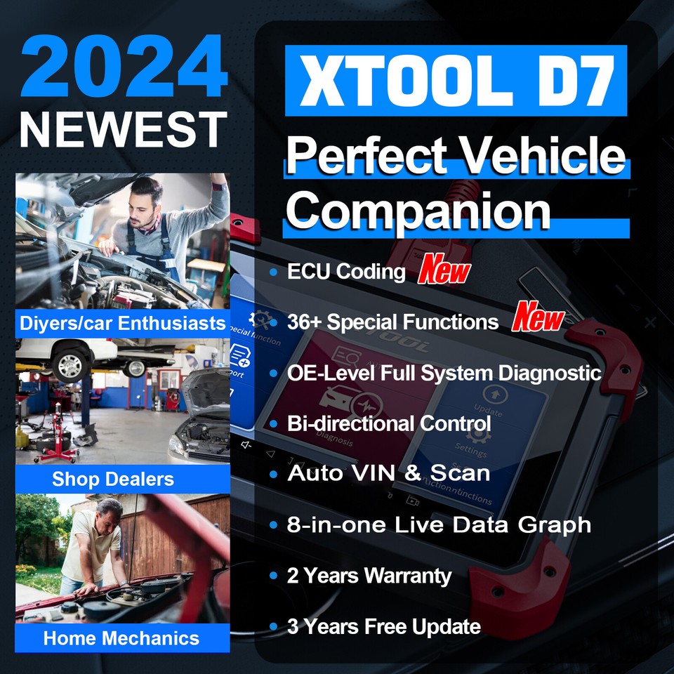 2024 Newest XTOOL D7 Bi-directional Auto Car Full System Diagnostic ...