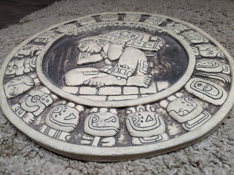 Handmade Maya Sun Stone Calendar - 12" Diameter - Artisan Crafted In ...