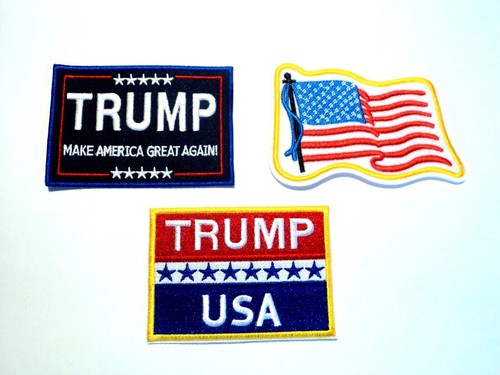 1x Trump USA Flag Patches Embroidered Cloth Badge Applique Iron Sew On ...