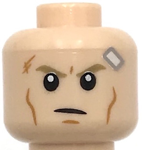 Lego New Minifigure Head Dual Sided Dark Tan Eyebrows Bandage Cheek ...