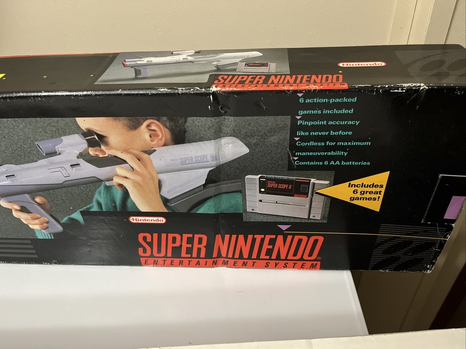 Super Nintendo Super Scope 6 Light Gun Complete in Box w/ Game No ...