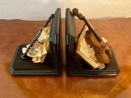 FIGI SONATA Victorian Bookends Set Violin Clarinet Music Musical ...