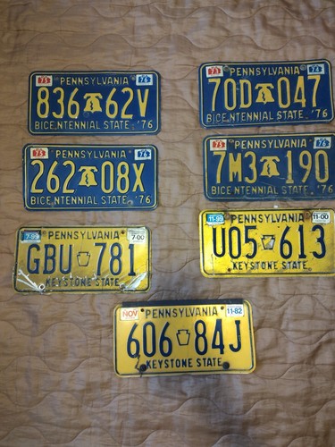 PA Pennsylvania Vehicle Vintage License Plate Lot x7 70's 80's 90'sVtg ...