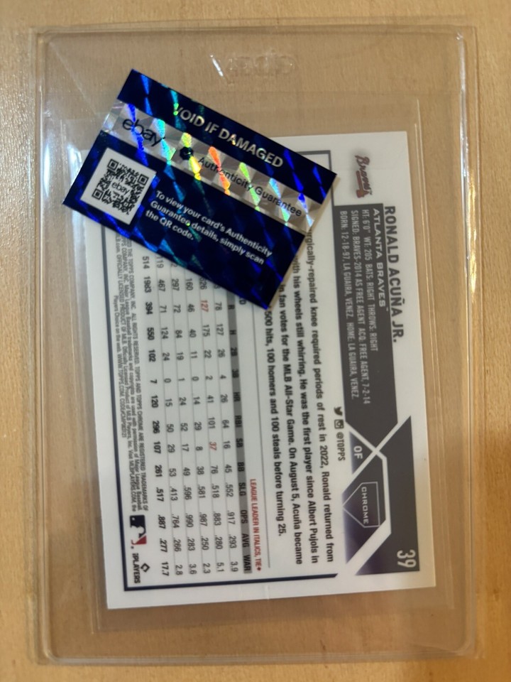 2024 Topps Chrome Ronald Acuna 2023 MVP Buyback Negative Refractor SSP ...