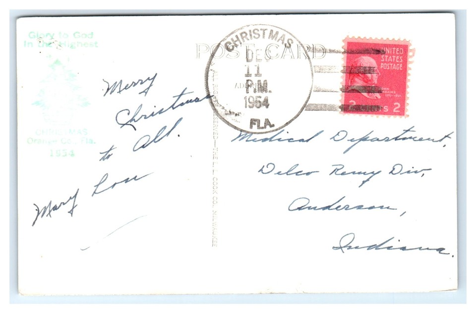 1954 RPPC CHRISTMAS, FL Postcard-THE CHRISTMAS TREE Postmarked ...