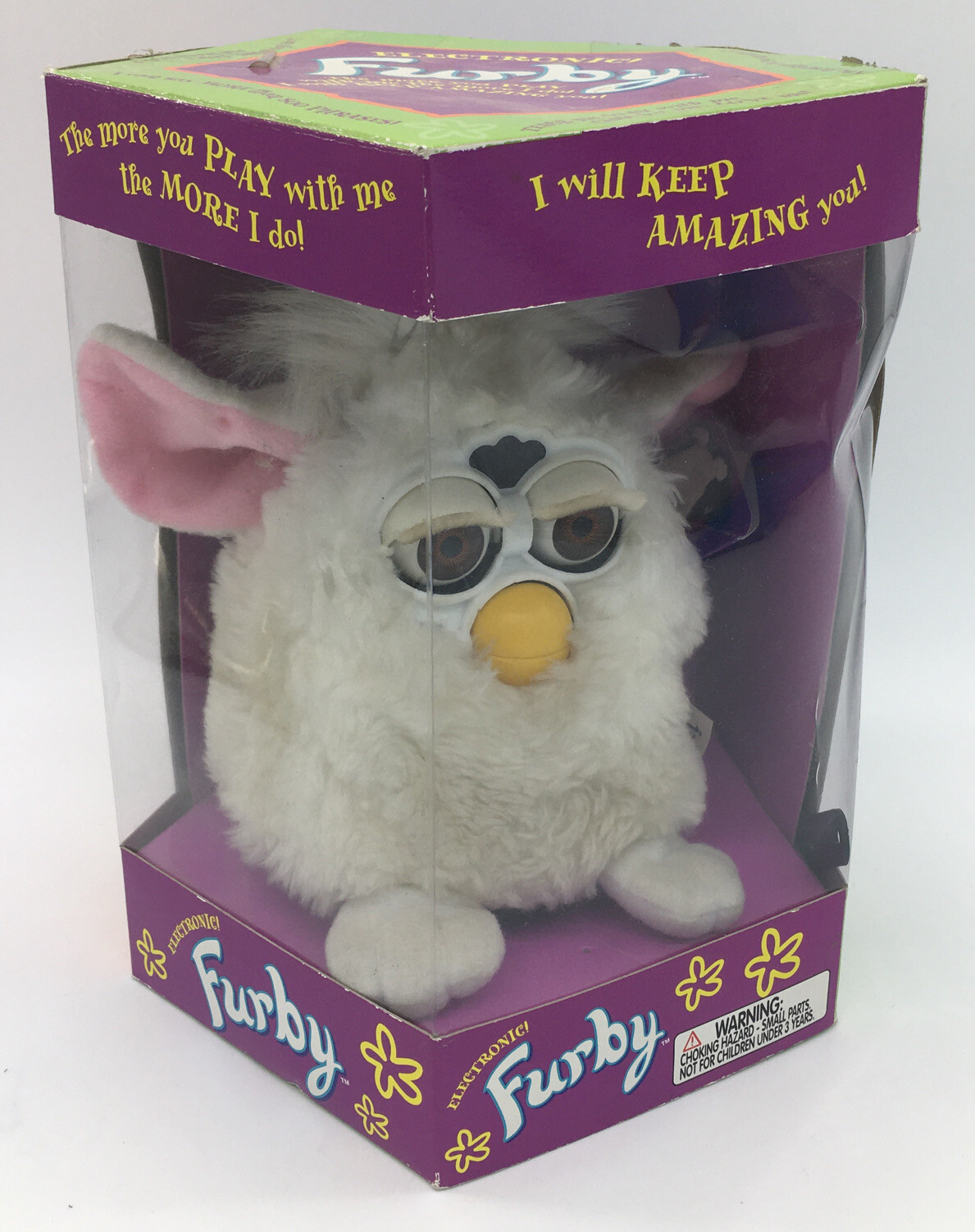 FURBY Original 1998 Model 70-800 Snowball Brown Eyes In Box Working ...