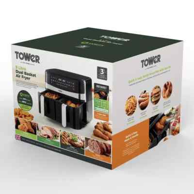 Tower Vortx Digital Air Fryer 9L Dual Basket Low Fat Healthy Oven ...